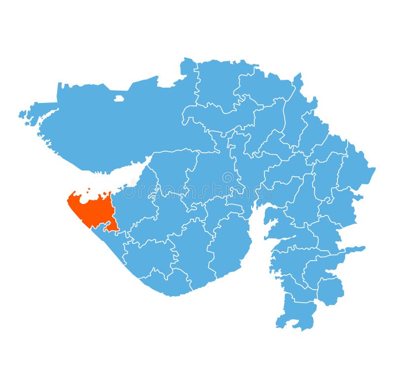 Devbhumi Dwarka District Highlighted on Gujarat State Map, India Stock ...