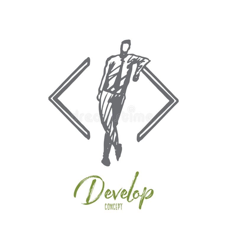 Develop, Coding, Software, Programming, Project Concept. Hand Drawn ...