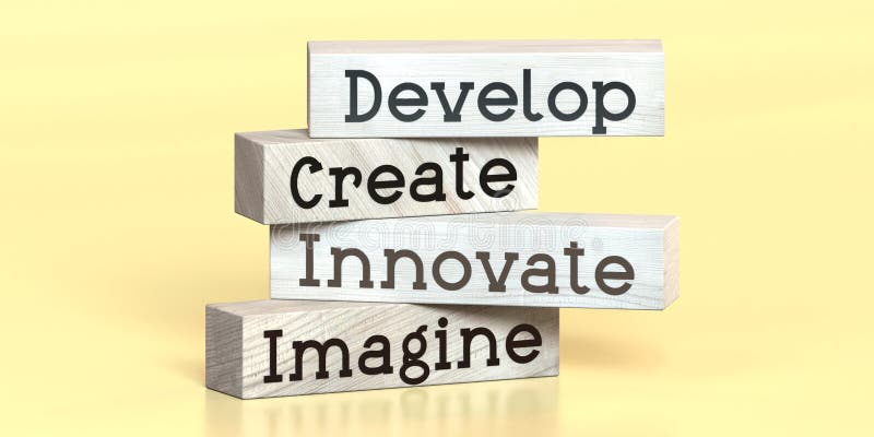 Develop, Create, Innovate, Imagine - Words on Wooden Blocks Stock ...