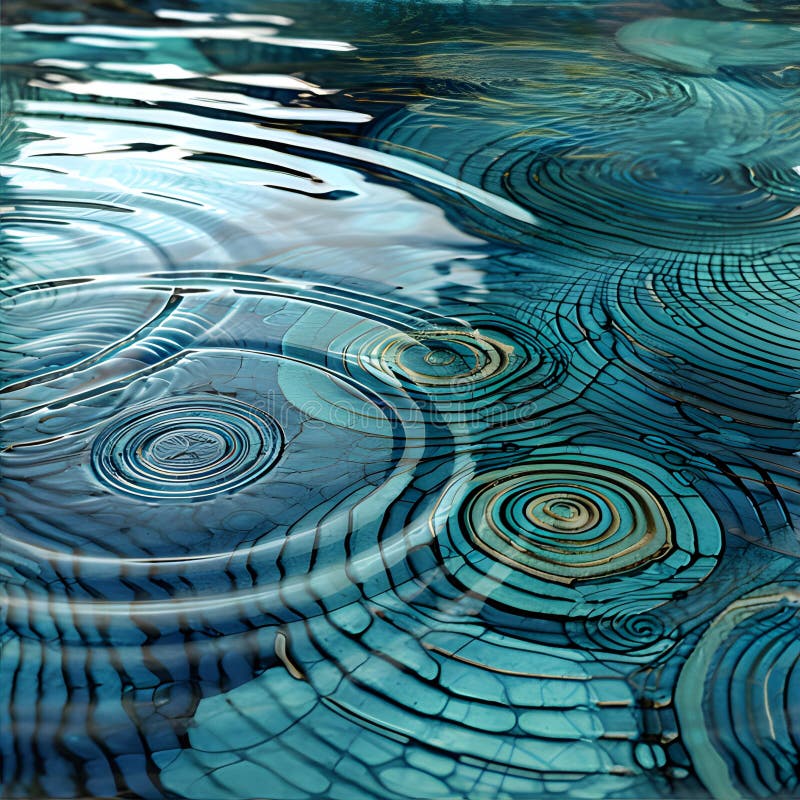 Raindrops on the Surface of a Calm Pond. AI Generated Stock ...