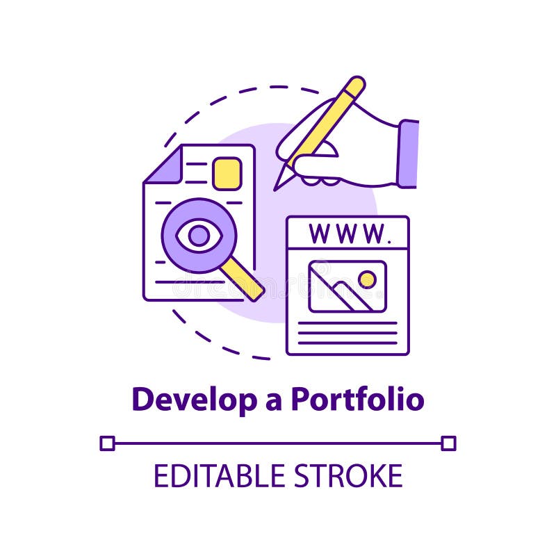 Develop Portfolio Concept Icon Stock Vector - Illustration of showcase ...