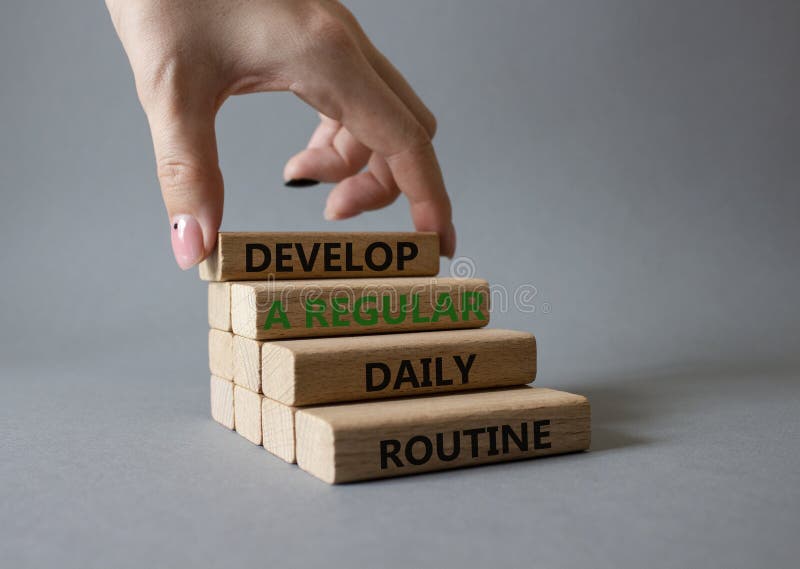Develop a Regular daily Routine Symbol. Concept Words Develop a Regular ...