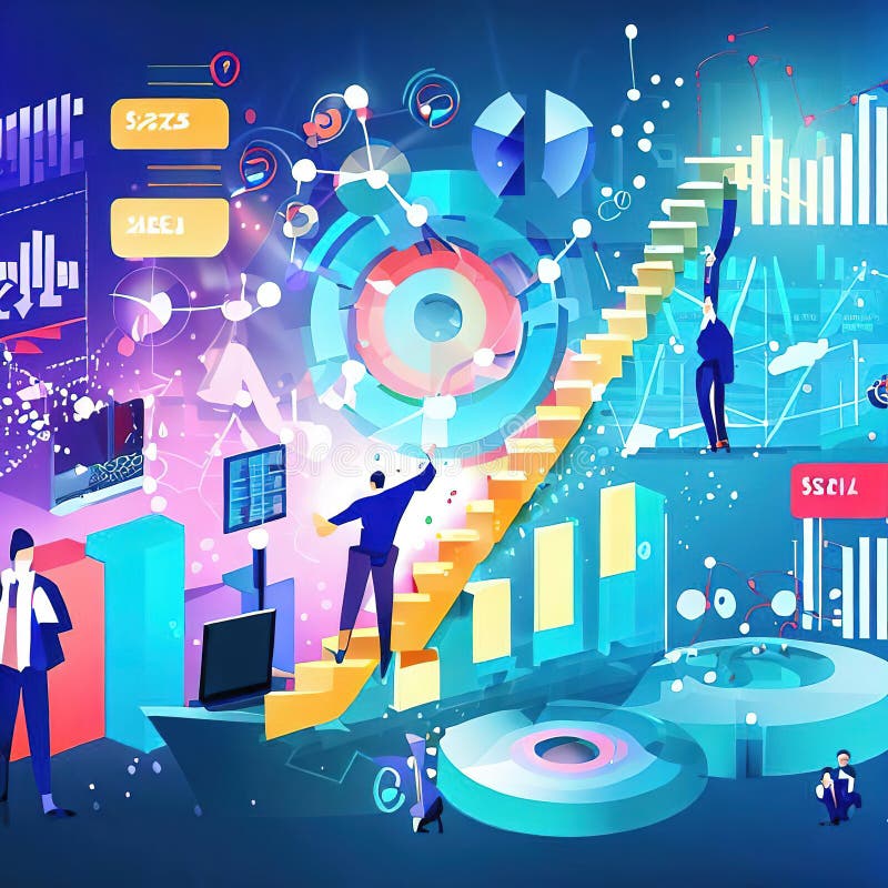 Develop Sales Plans and Achieve Sales Goals,illustration Style,big Data ...