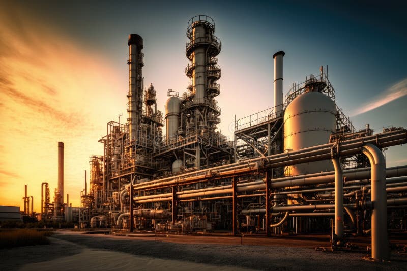 Developed Infrastructure and Pipelines at Petrochemical Plant Refinery ...