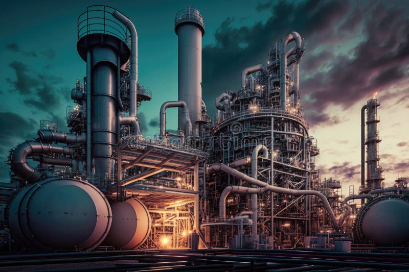 Developed Infrastructure and Pipelines at Petrochemical Plant Refinery ...