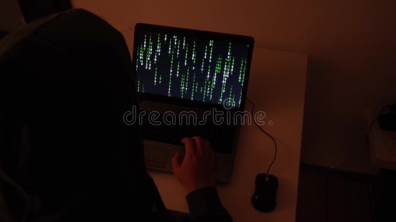 Dark Hacker Coding on a Computer with Code Rain Poping Up Stock Video ...