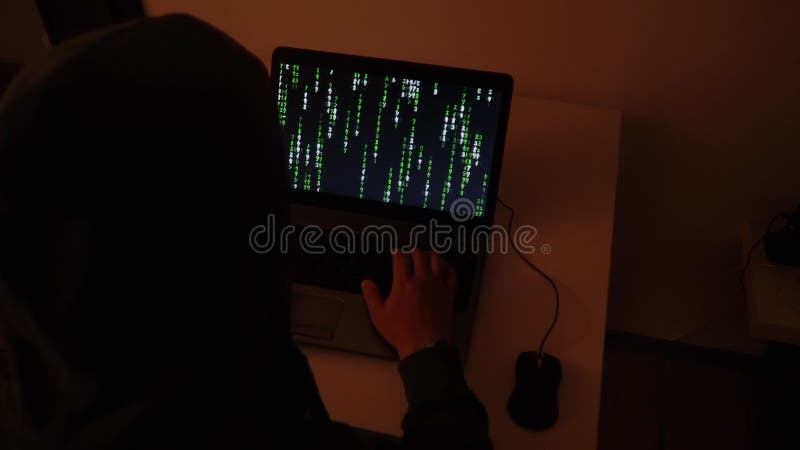 Dark Hacker Coding on a Computer with Code Rain Poping Up Stock Video ...