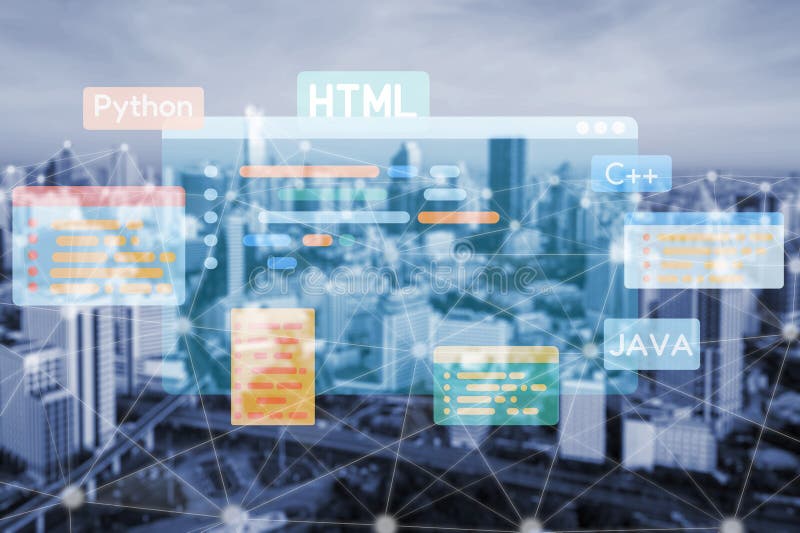 Developer Coding with Digital Interface and Overlays Vouch Stock Photo - Image of interface ...