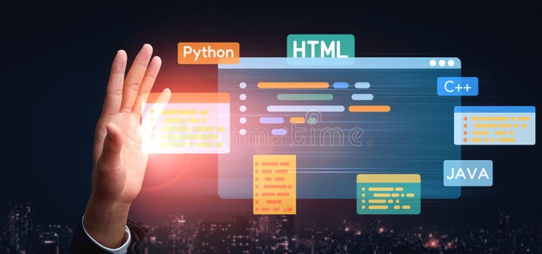Developer Coding with Digital Interface and Overlays Vouch Stock Image ...