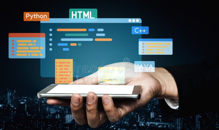 Developer Coding with Digital Interface and Overlays Vouch Stock Photo ...