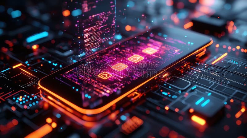 Developer Coding Futuristic Mobile Applications with Holographic ...