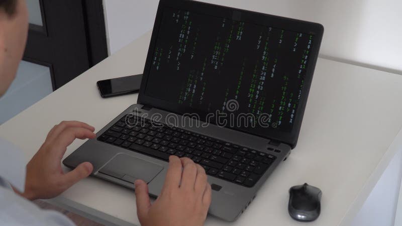 Hacker Coding Interrupted by a Code Rain Stock Footage - Video of code ...
