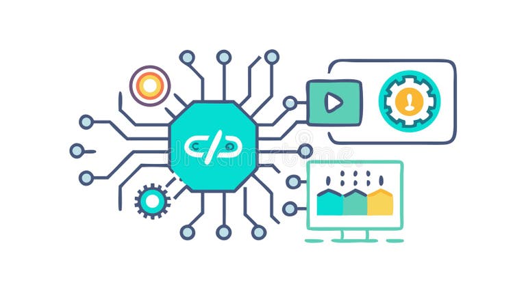 Developer Coding Screen, Software Engineering, Digital Creation, Vector Design Generative AI ...