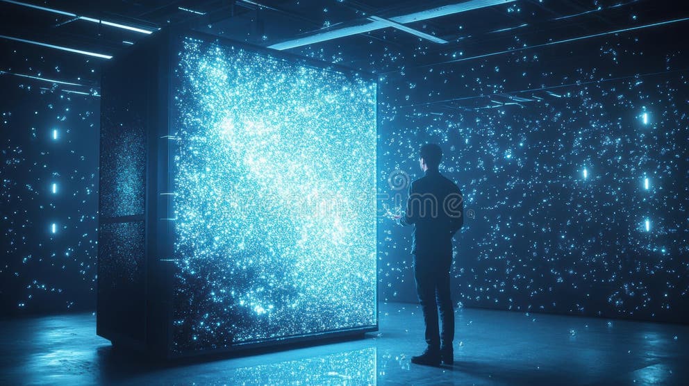 Quantum Computing Developer Engages with Holographic Quantum Algorithms in High-tech Lab ...