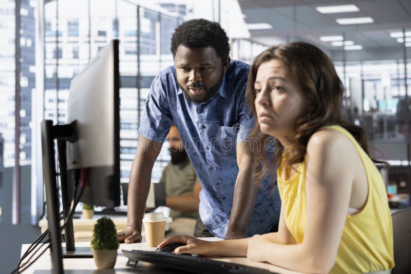 Developer and Colleague Doing Brainstorming, Fixing Applications Issues Stock Image - Image of ...