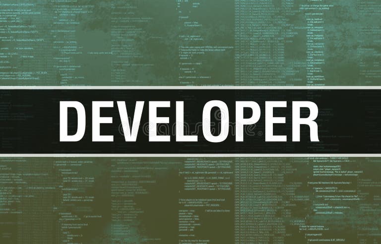 Developer Concept with Random Parts of Program Code. Developer with Programming Code Abstract ...