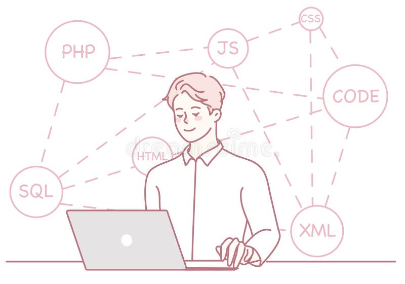 A Developer Engaged in Various Types of Code and Diverse Programming Languages Each Day Stock ...