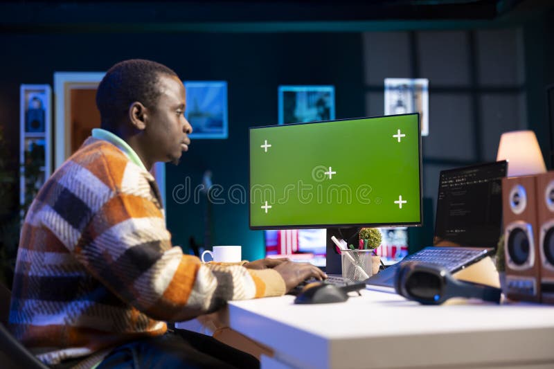Developer Enters Binary Data on Terminal Panel Next To Isolated Mockup Stock Photo - Image of ...