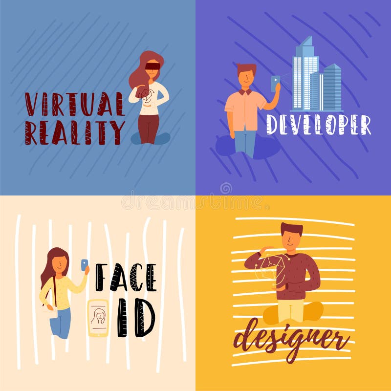 Developer Face ID Designer. Stock Vector - Illustration of buildings ...