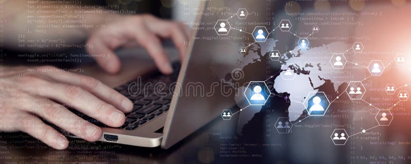 Developer front-end banner stock photo. Image of internet - 254024300