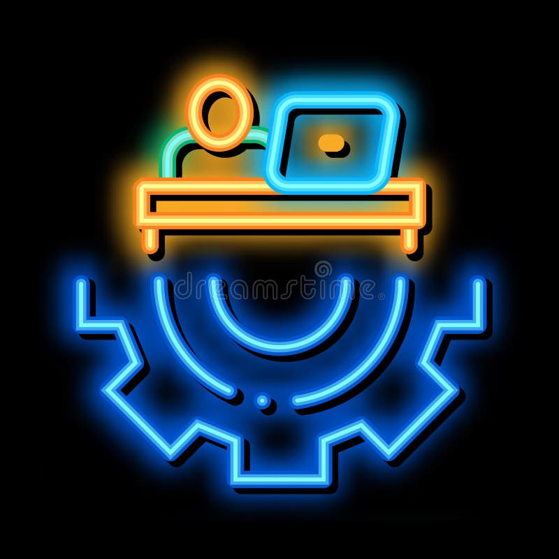 Developer Gear Neon Glow Icon Illustration Stock Vector - Illustration ...