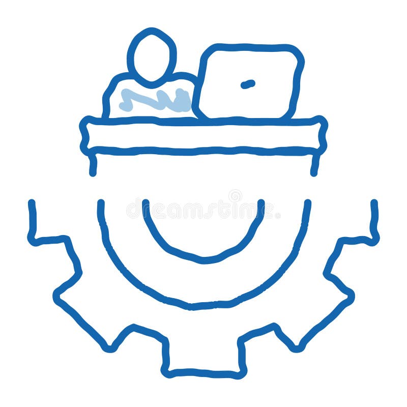 Developer Gear Doodle Icon Hand Drawn Illustration Stock Vector ...