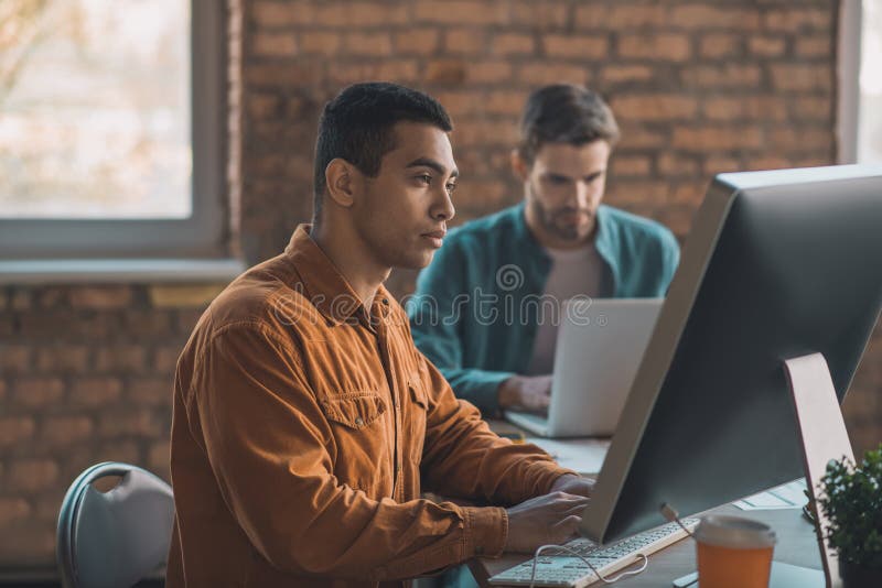 Handsome Smart Man Looking at the Computer Screen Stock Photo - Image ...