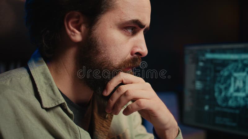 It Expert Programming To Upgrade Ai Brain Close Up On Face Expressions Stock Footage Video Of 8120