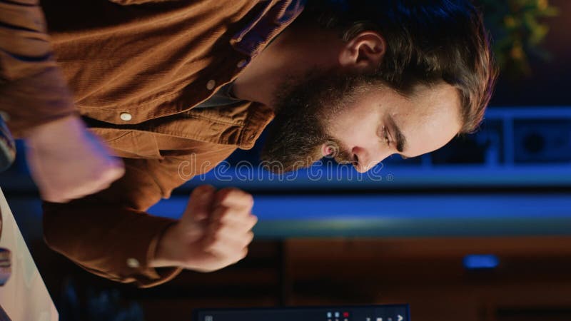 Developer Having Positive Mood after Finishing Task, Throwing Fist in ...