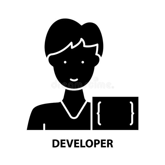 Developer Icon, Black Vector Sign with Editable Strokes, Concept ...