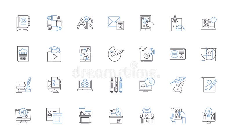 Developer Line Icons Collection Coding Software Programming Debugging Designing Innovation