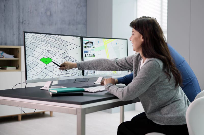 Developer Looking at Land Plot Map Stock Image - Image of building ...