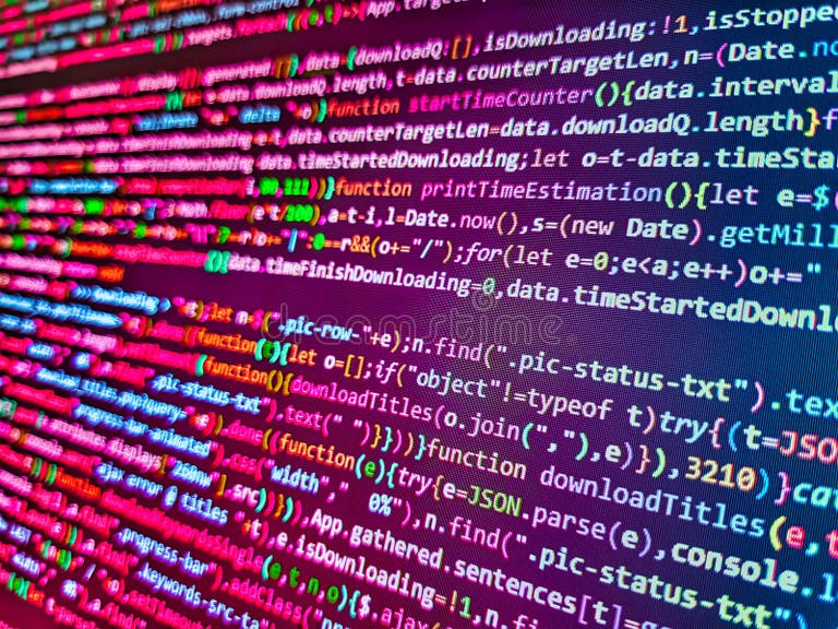 Developer Occupation Work Photo. Close Up of Random Computer Code Comprised of Numbers and ...