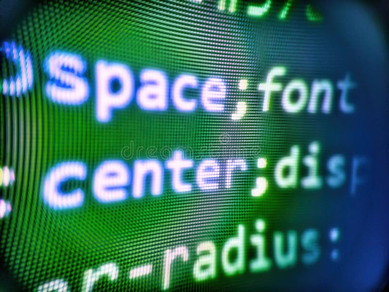 Computer Script Coding Source Code On Desktop Monitor Real Html Code Developing Screen Stock