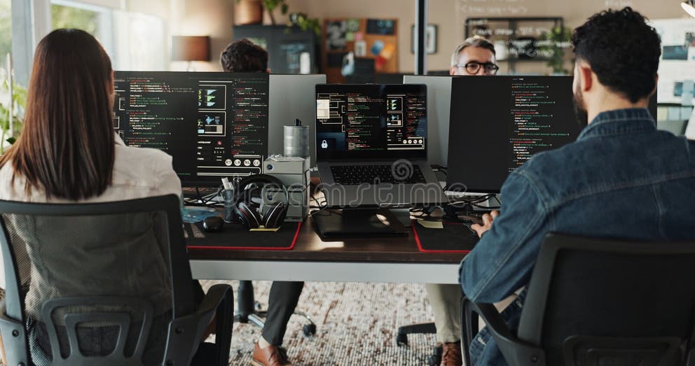 Developer, People and Computer with Screen in Coworking Office for Web ...