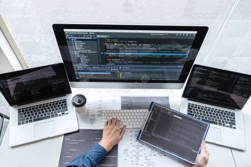 Developer Programmer Working on Project in Software Development ...