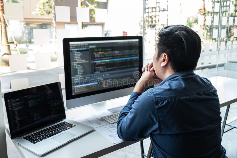 Developer Programmer Working on Project in Software Development ...