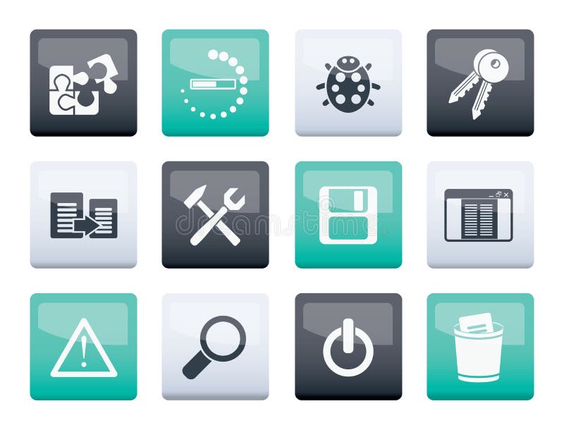 Application, Programming, Server and Computer Icon Stock Vector - Illustration of cascade ...