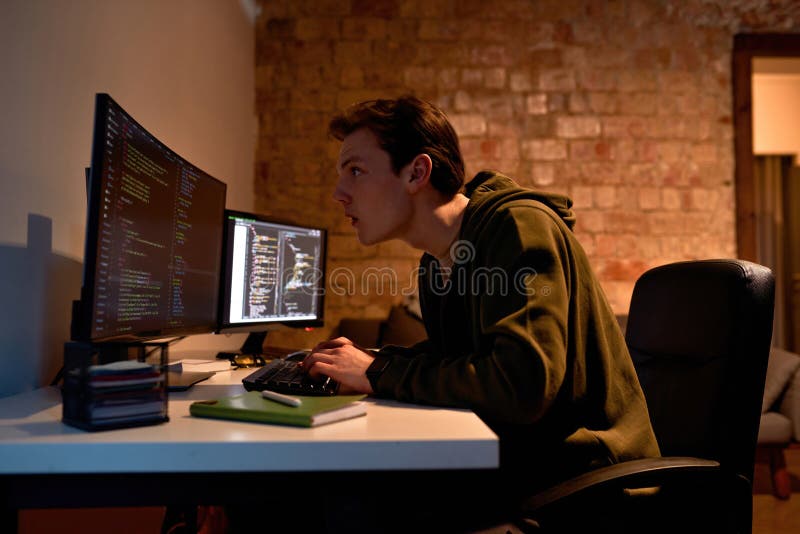 It Developer Programming Script for Mining at Home Stock Image - Image ...
