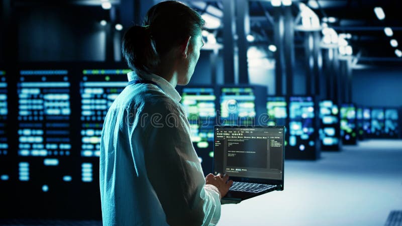 Developer Runs Code in Data Center Stock Video - Video of hardware ...