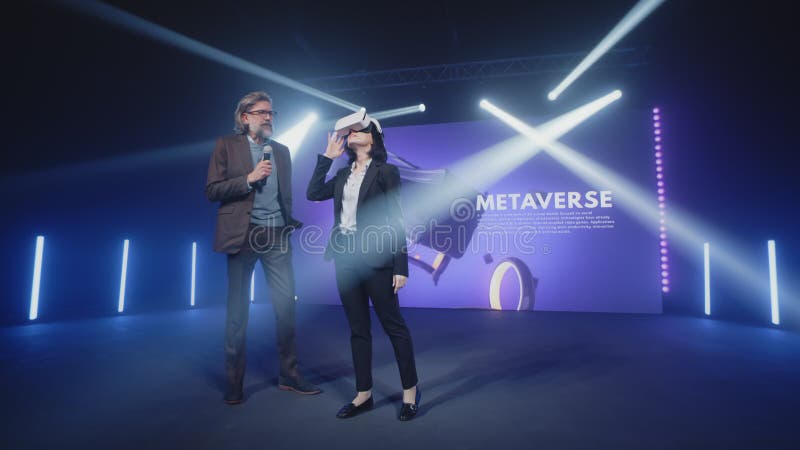 Developer Showing New Virtual Reality Headset Stock Video - Video of ...