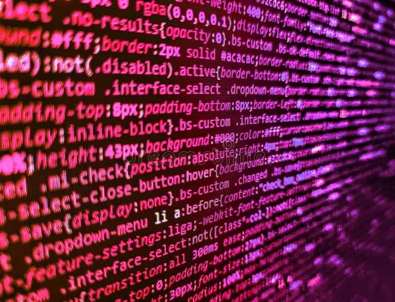 Developer Software Programming Code. Lines of Html Code Visible ...