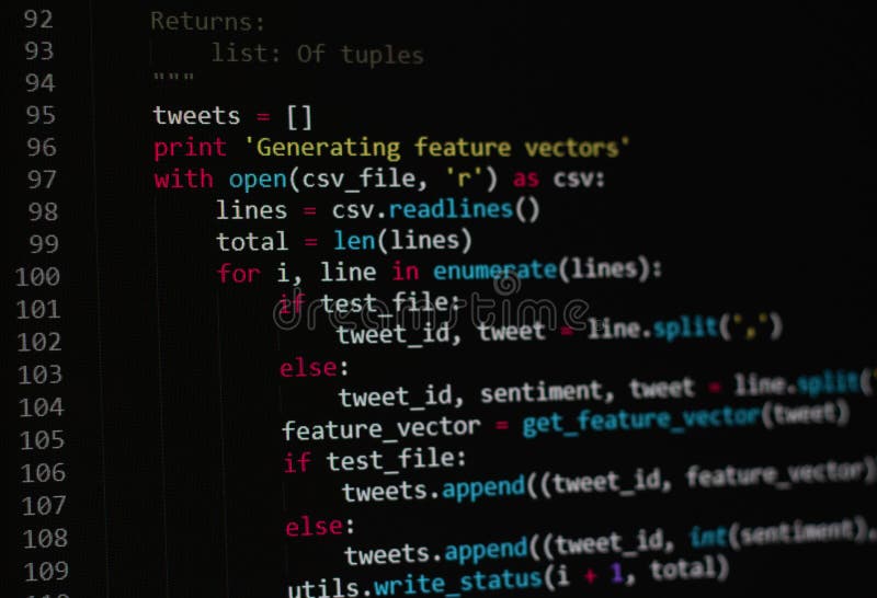 Developer Software Source Code on Monitor Screen. Writing Script of Software Developer. Program ...