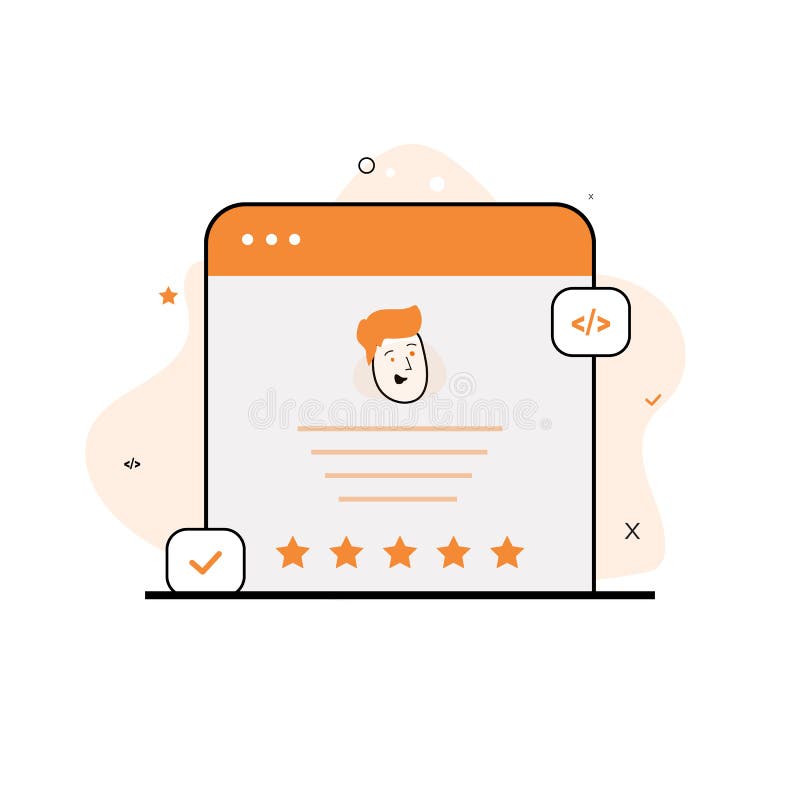 Developer 5-star Profile Review Flat Design Stock Vector - Illustration ...