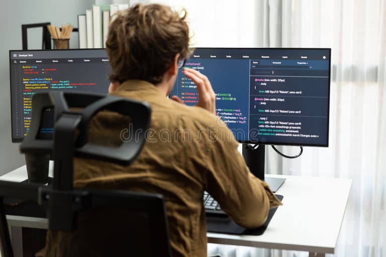 It Developer with Stressful Overworked in Creating Online Software Code ...