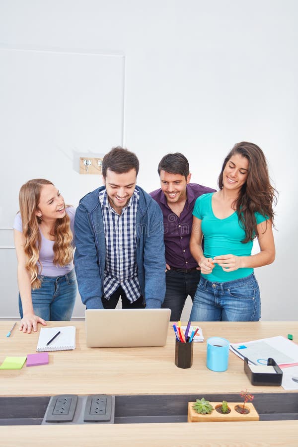 Developer with Students on Laptop in it Business Stock Image - Image of ...