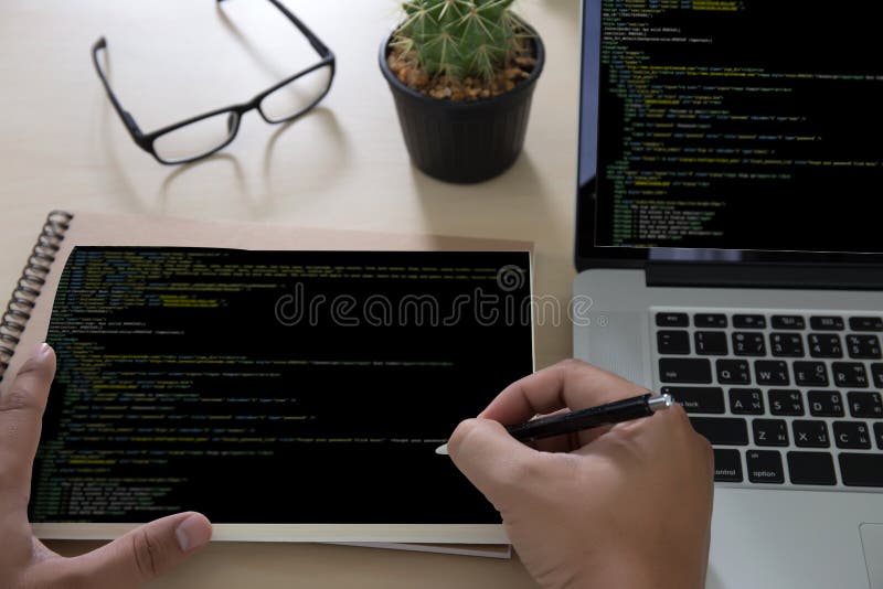 Developer Team Working Laptop Computer Mobile Application Softwareand ...
