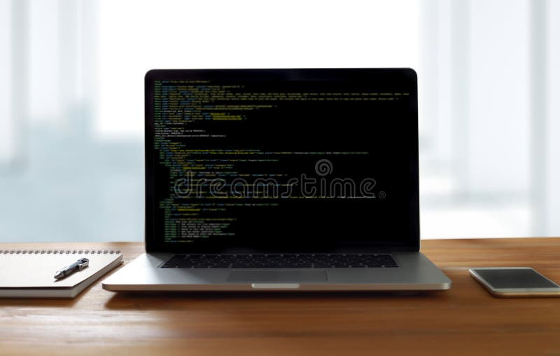 Developer Team Working Laptop Computer Mobile Application Softwa Stock ...