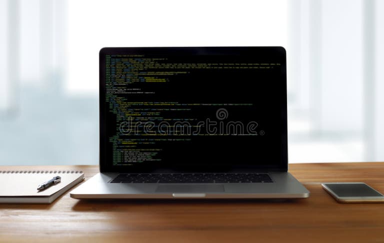 Developer Team Working Laptop Computer Mobile Application Softwa Stock ...
