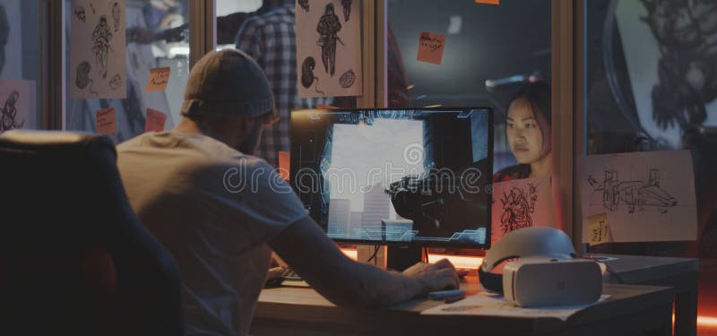 Graphic Designer Drawing Video Game Art Stock Photo - Image of ...